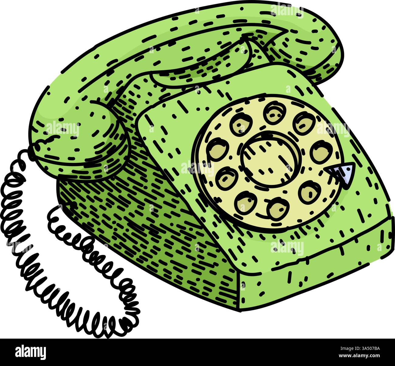 antique rotary telephone sketch hand drawn vector Stock Vector Image ...