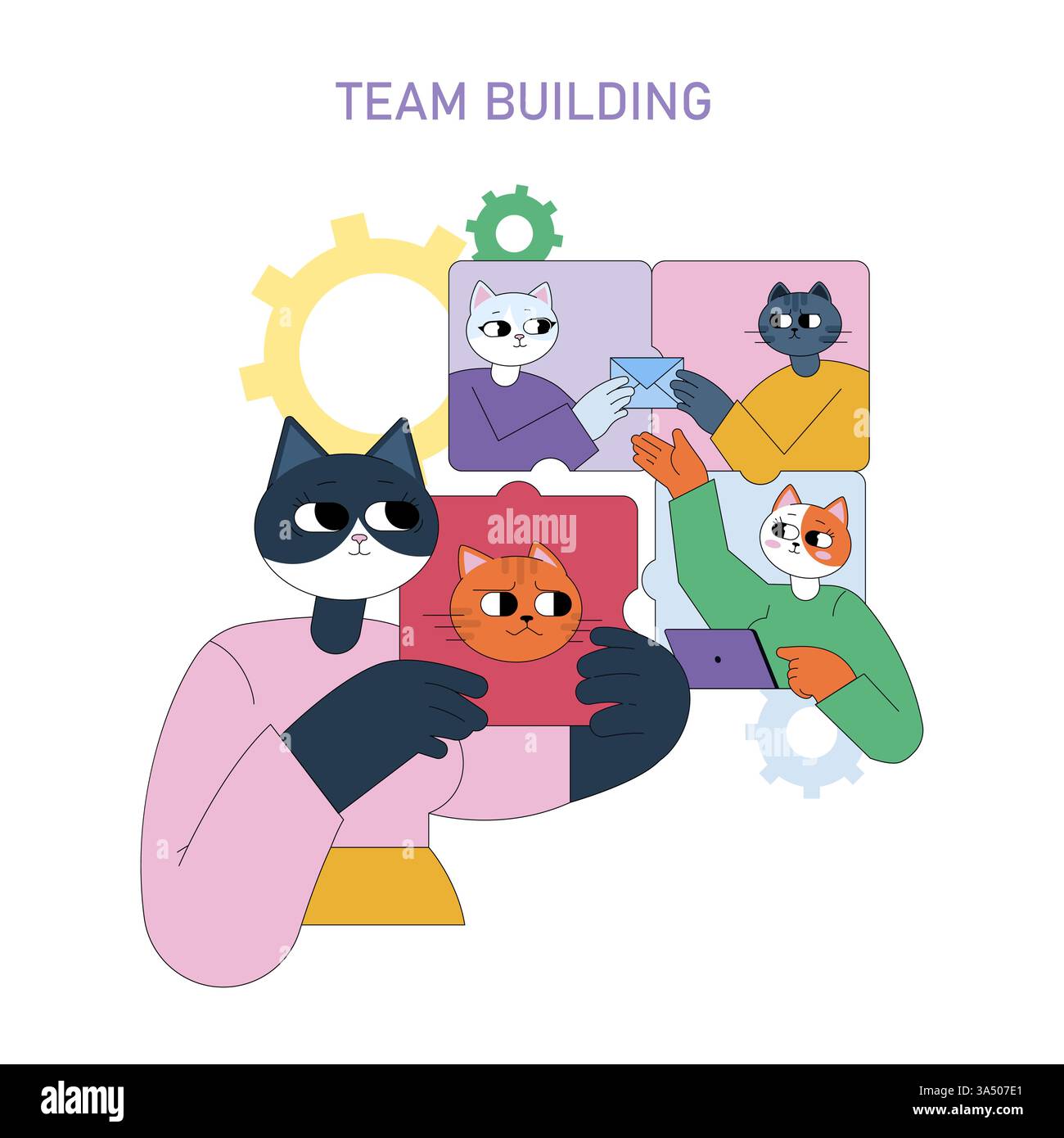Collaboration concept. This illustration illustrates team building with ...