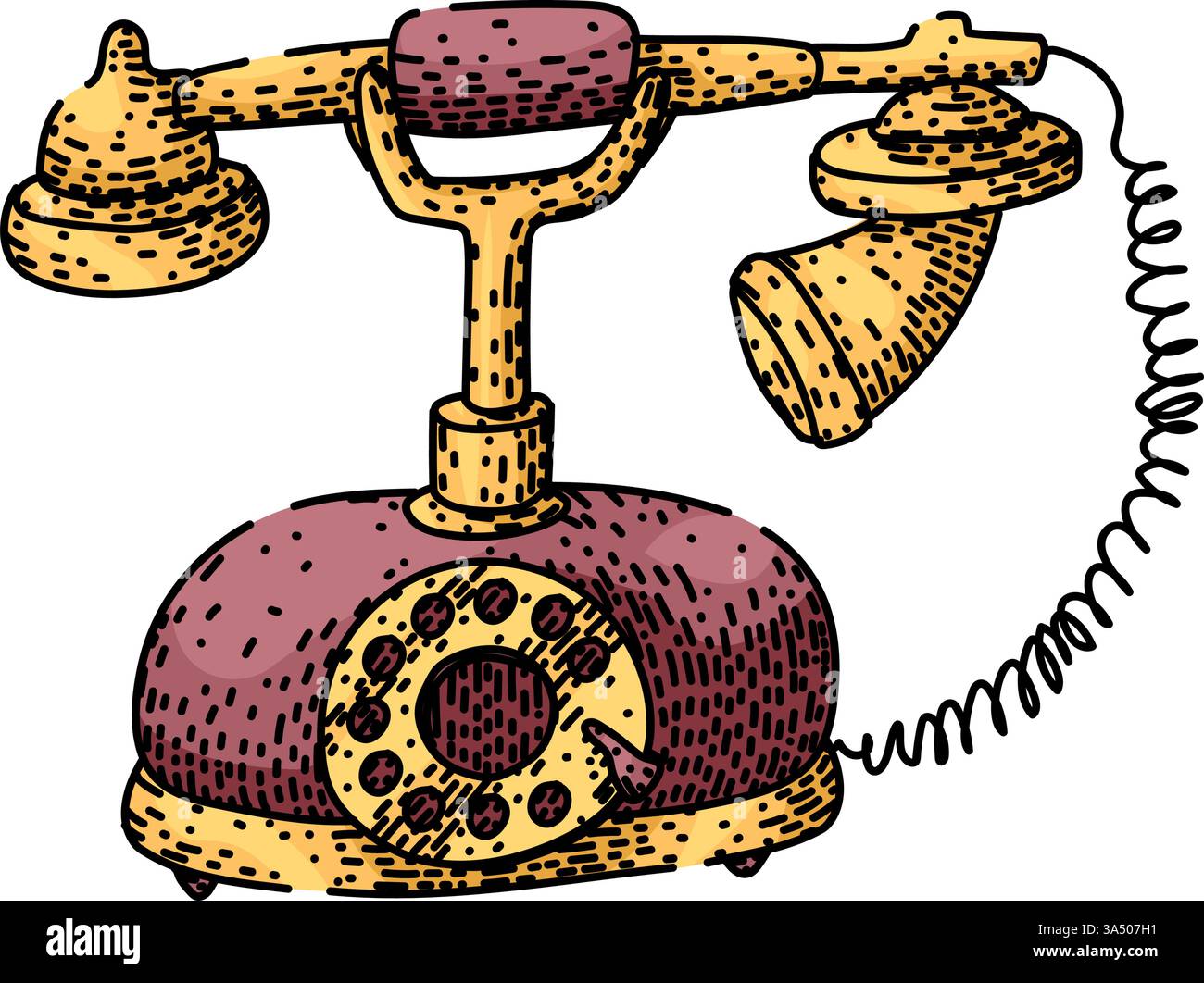 retro rotary telephone sketch hand drawn vector Stock Vector Image ...