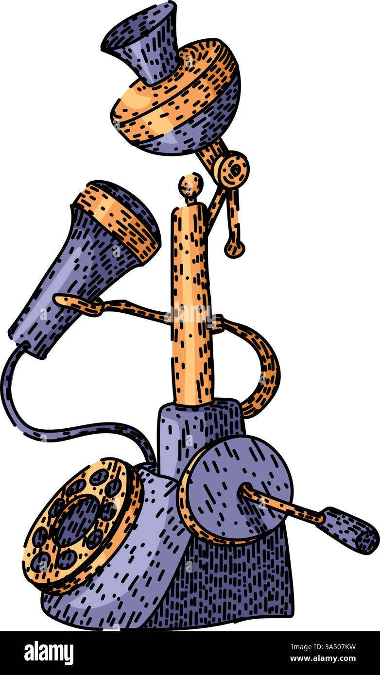 classic rotary telephone sketch hand drawn vector Stock Vector Image ...