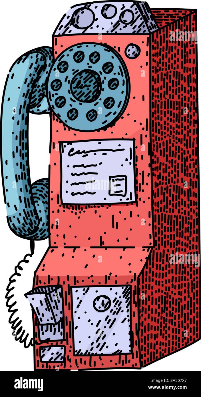 analog rotary telephone sketch hand drawn vector Stock Vector Image ...