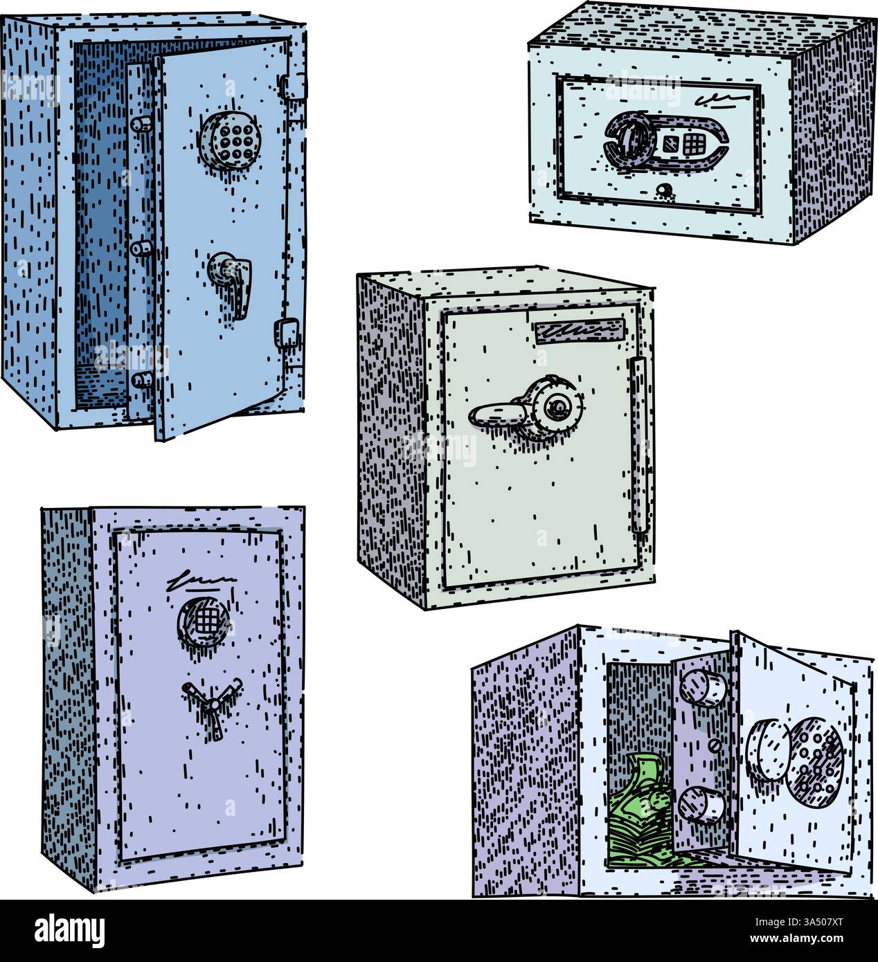 safe set sketch hand drawn vector Stock Vector Image & Art - Alamy