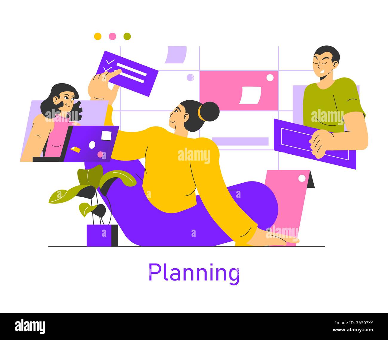 Planning concept. Collaborative planning among team members focusing on ...