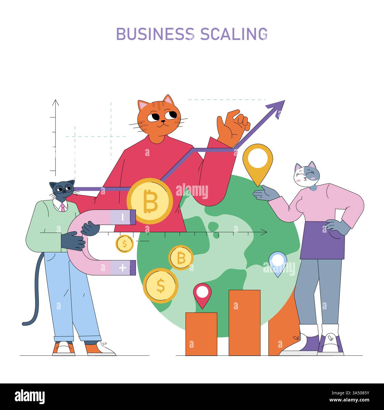 Business scaling illustration. Represents growth through innovative ...