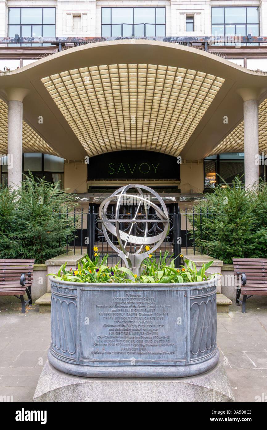 D'Oyly Carte armillary sphere, sundial erected over a large decorated ...