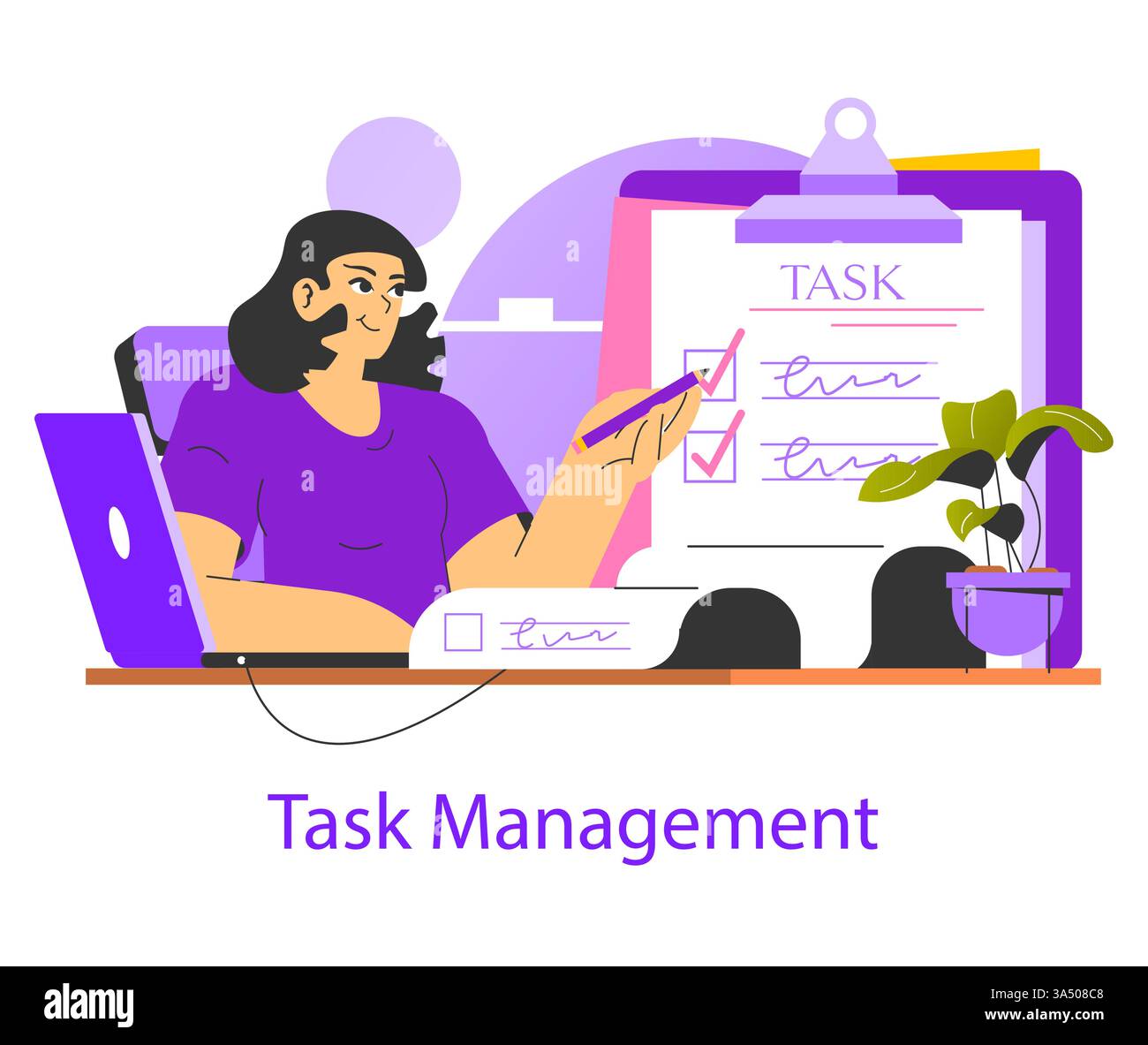Work focus on task management illustrates a productive individual ...