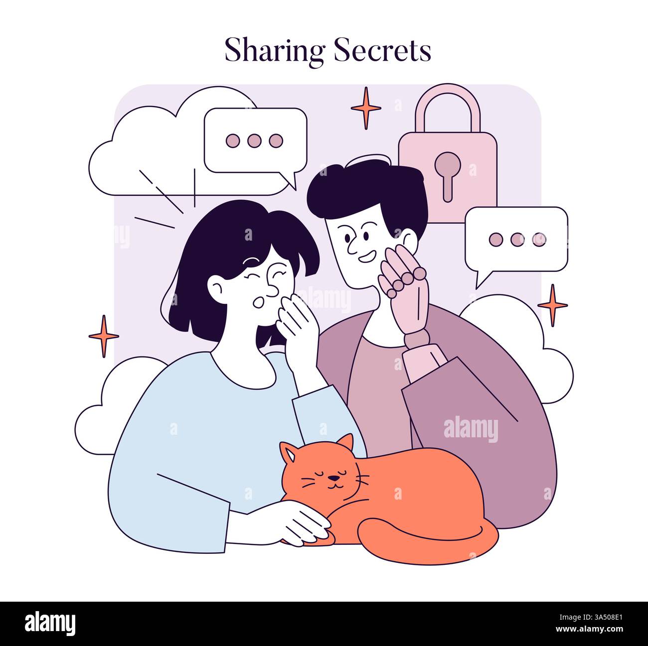 Sharing Secrets concept. Intimate moments between two people engaged in ...