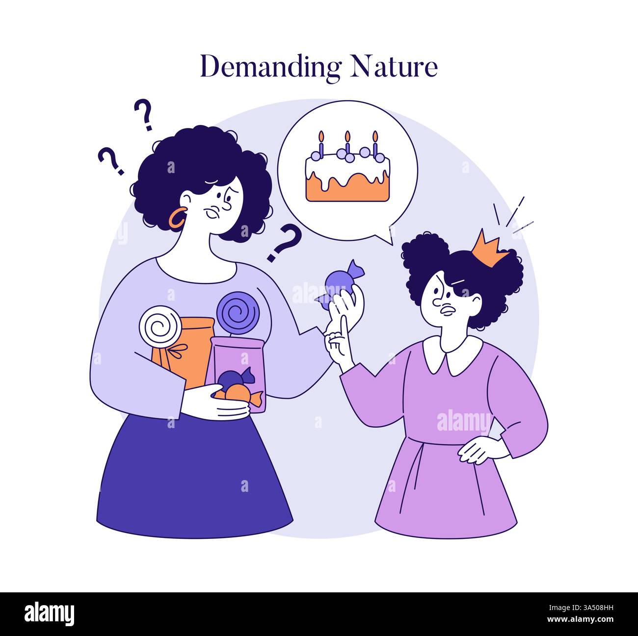 Permissive parenting style illustrated with a confused parent holding ...