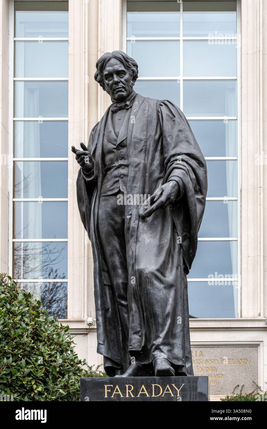 Statue of physicist Michael Faraday outside the Institution of ...