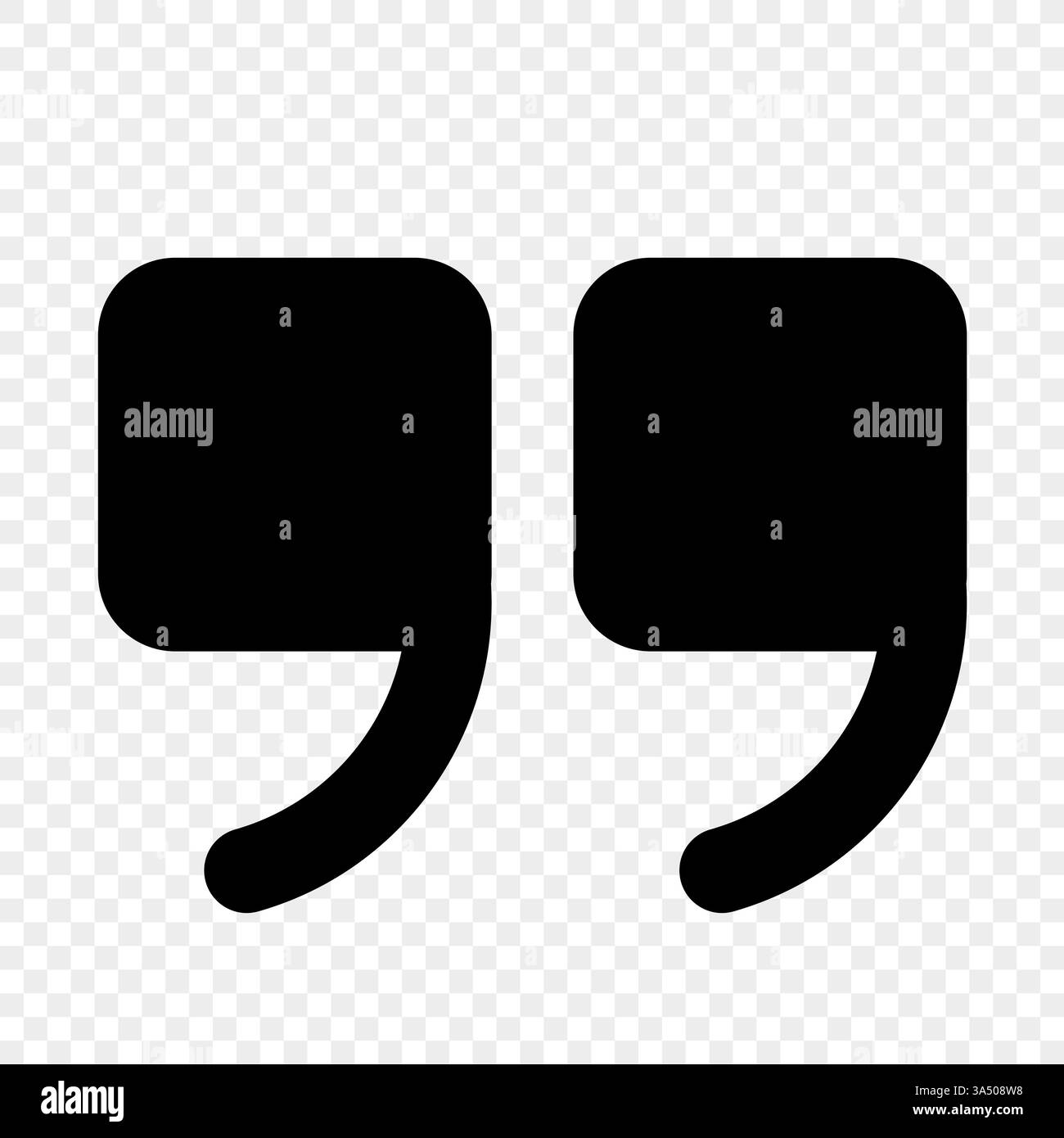 A set of square quotation marks in black on a transparent background ...