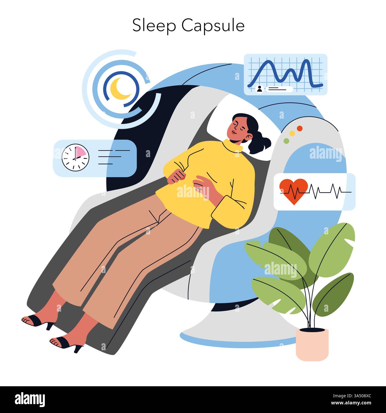 Sleep capsule designed for relaxation and rejuvenation. The user ...