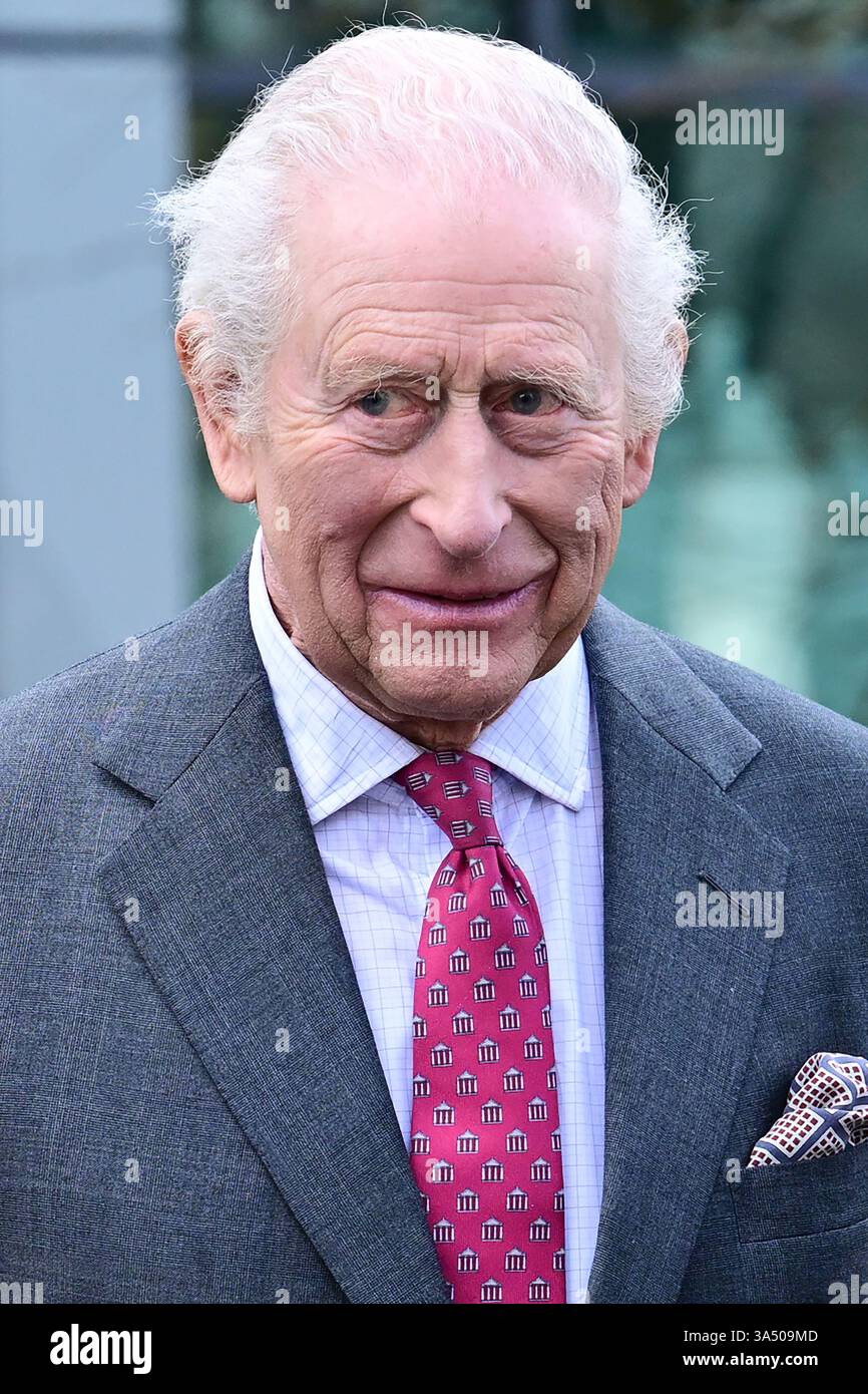 King Charles III during a visit to the Cancer Research Centre at Ulster ...
