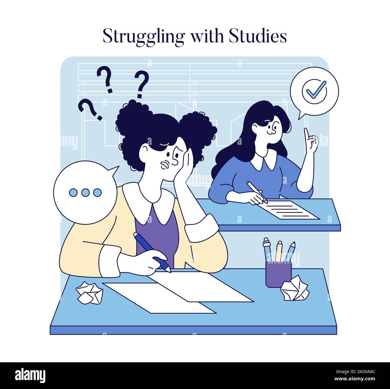 Illustration of students experiencing different levels of academic ...