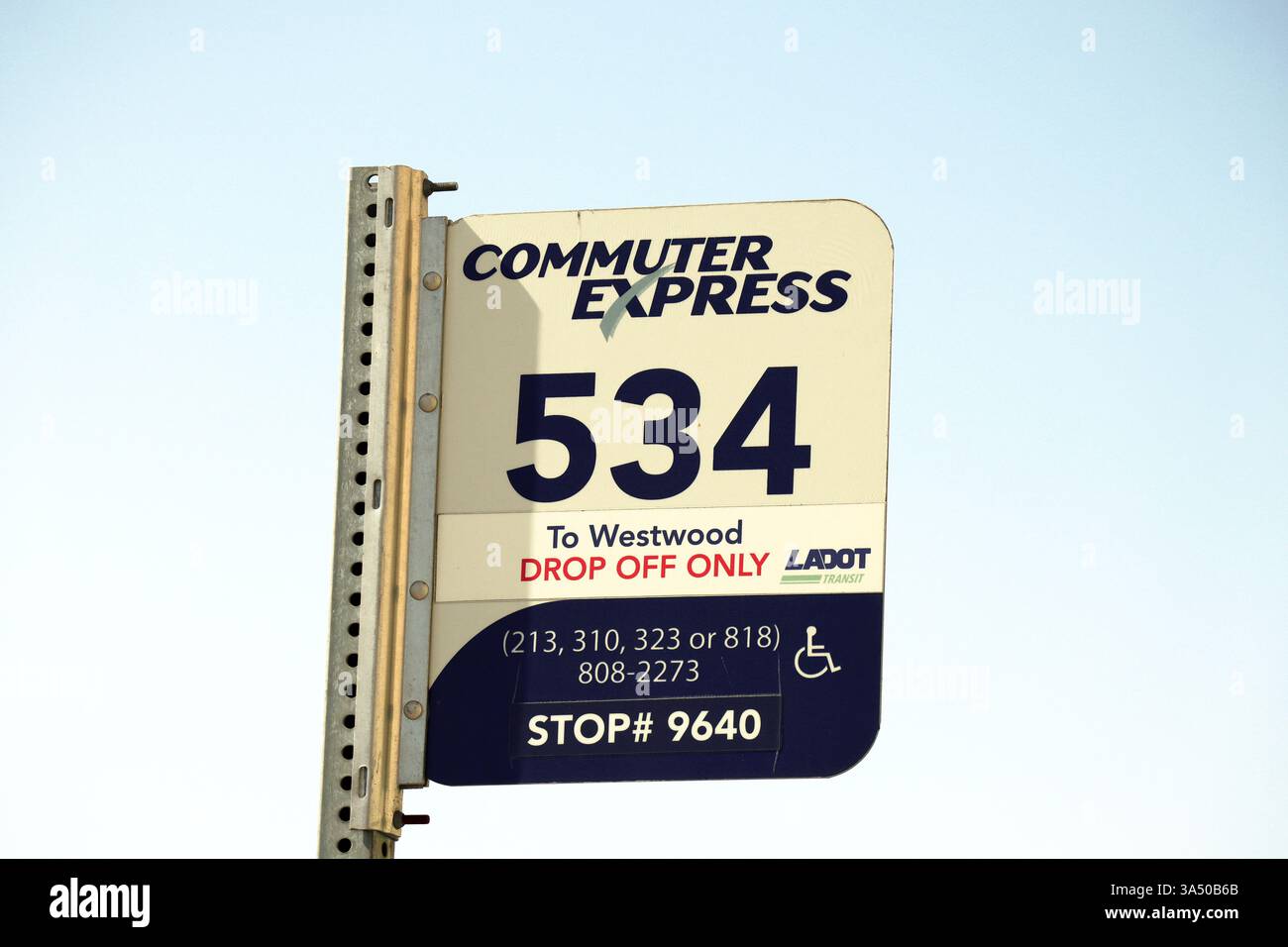 LADOT Commuter Express Bus stop sign in Los Angeles, California Stock ...