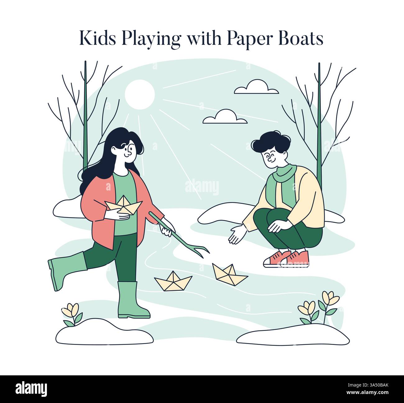 Children playing with boats Cut Out Stock Images & Pictures - Alamy