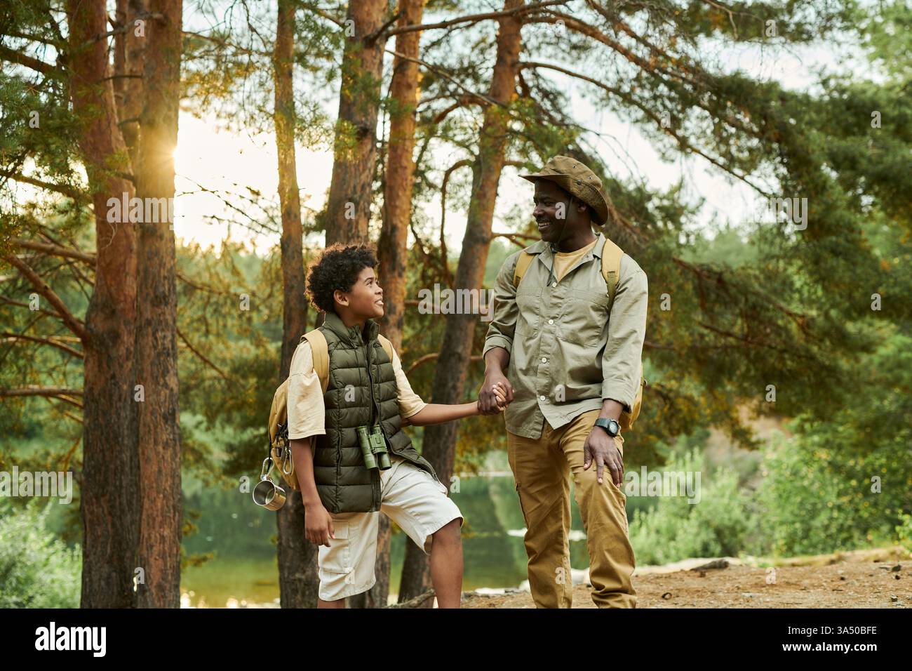 African american dad hiking hi-res stock photography and images - Alamy