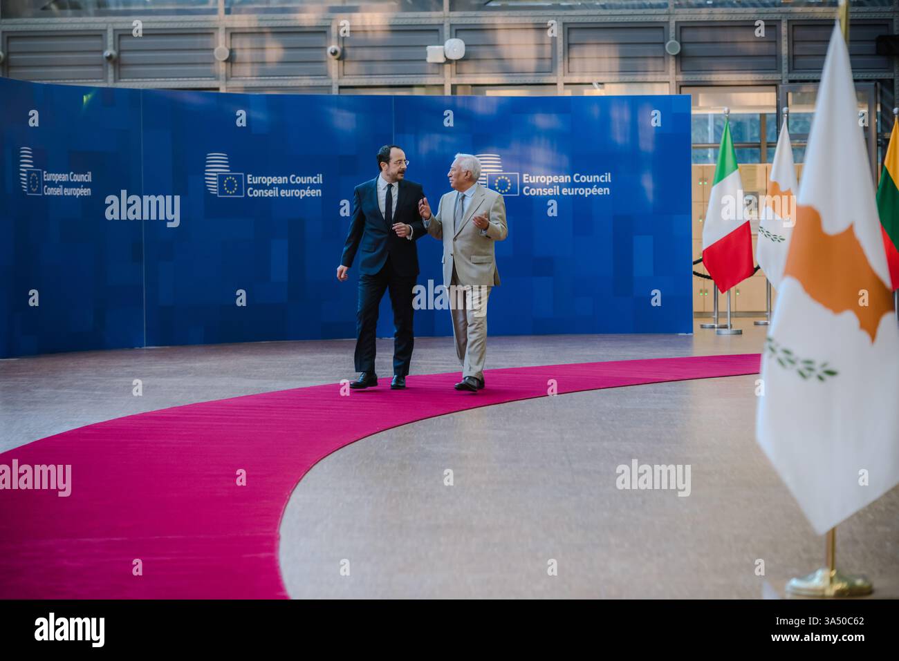 BRUSSELS, BELGIUM - 19th MARCH, 2025. From left to right: Nikos ...