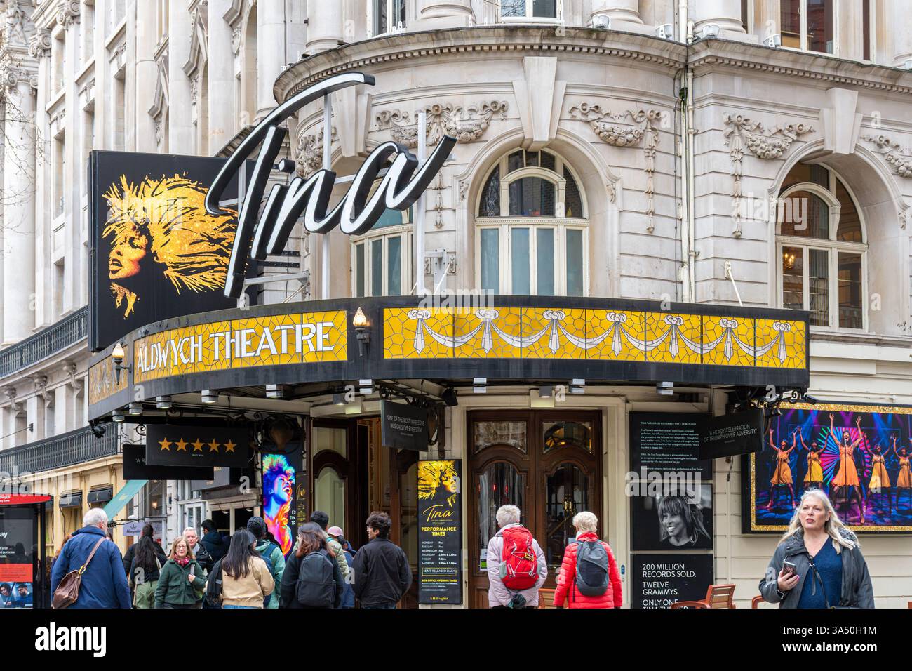 Aldwych Theatre with Tina show (Tina Turner musical), a West End theatre in London, England, UK ...