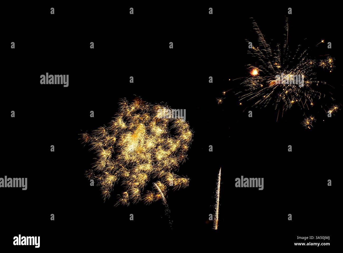 Fireworks lighting up the night sky. Pyrotechnics, abstract Stock Photo ...