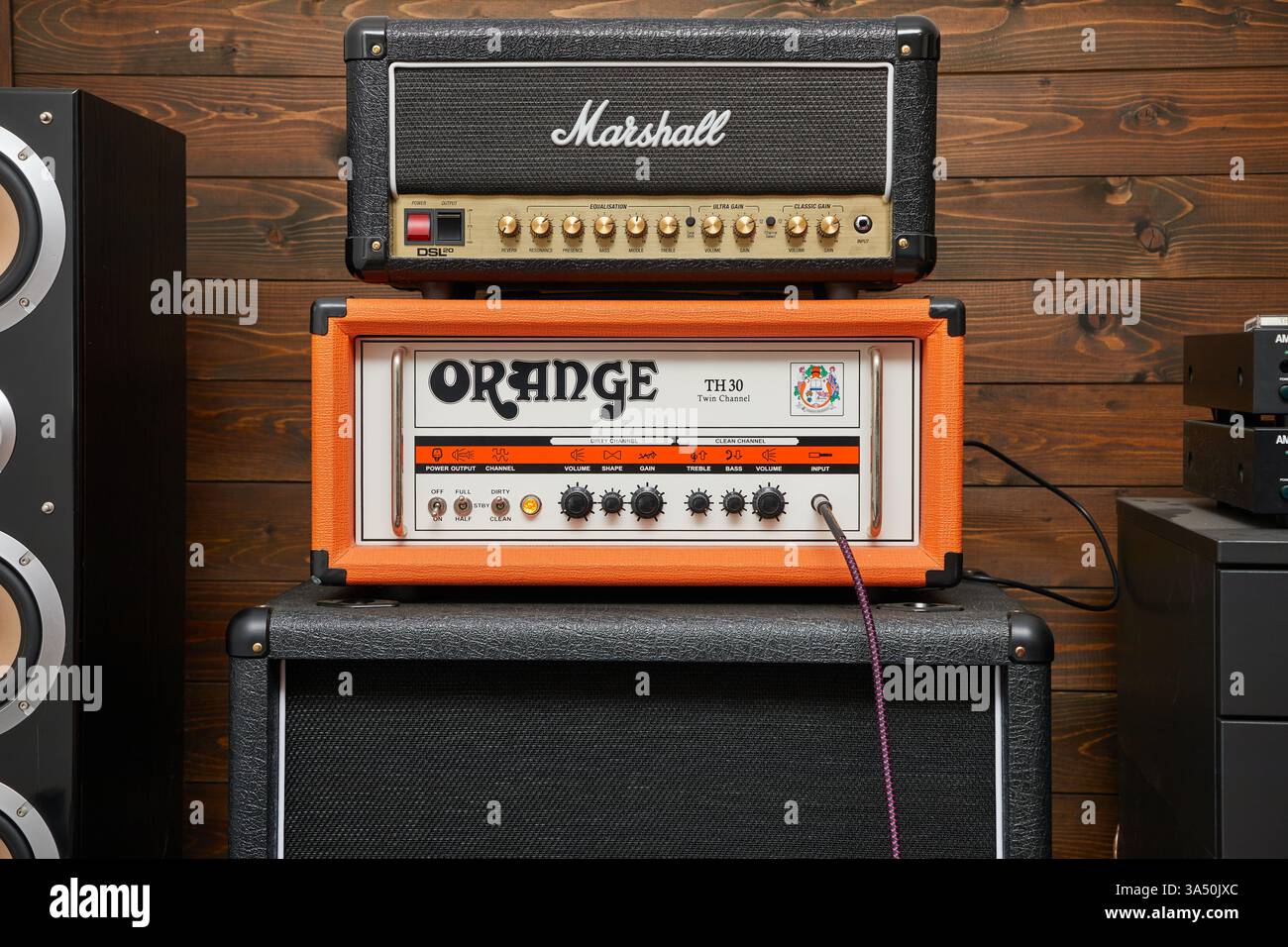 Orange guitar amplifier tube amp head TH30, Marshall DSL 20 Stock Photo ...