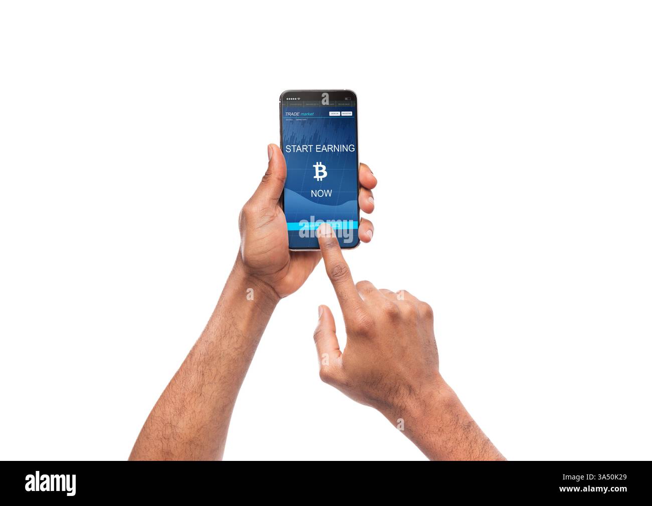 Cryptocurrency wallet app on mobile of blockchain technology Cut Out ...
