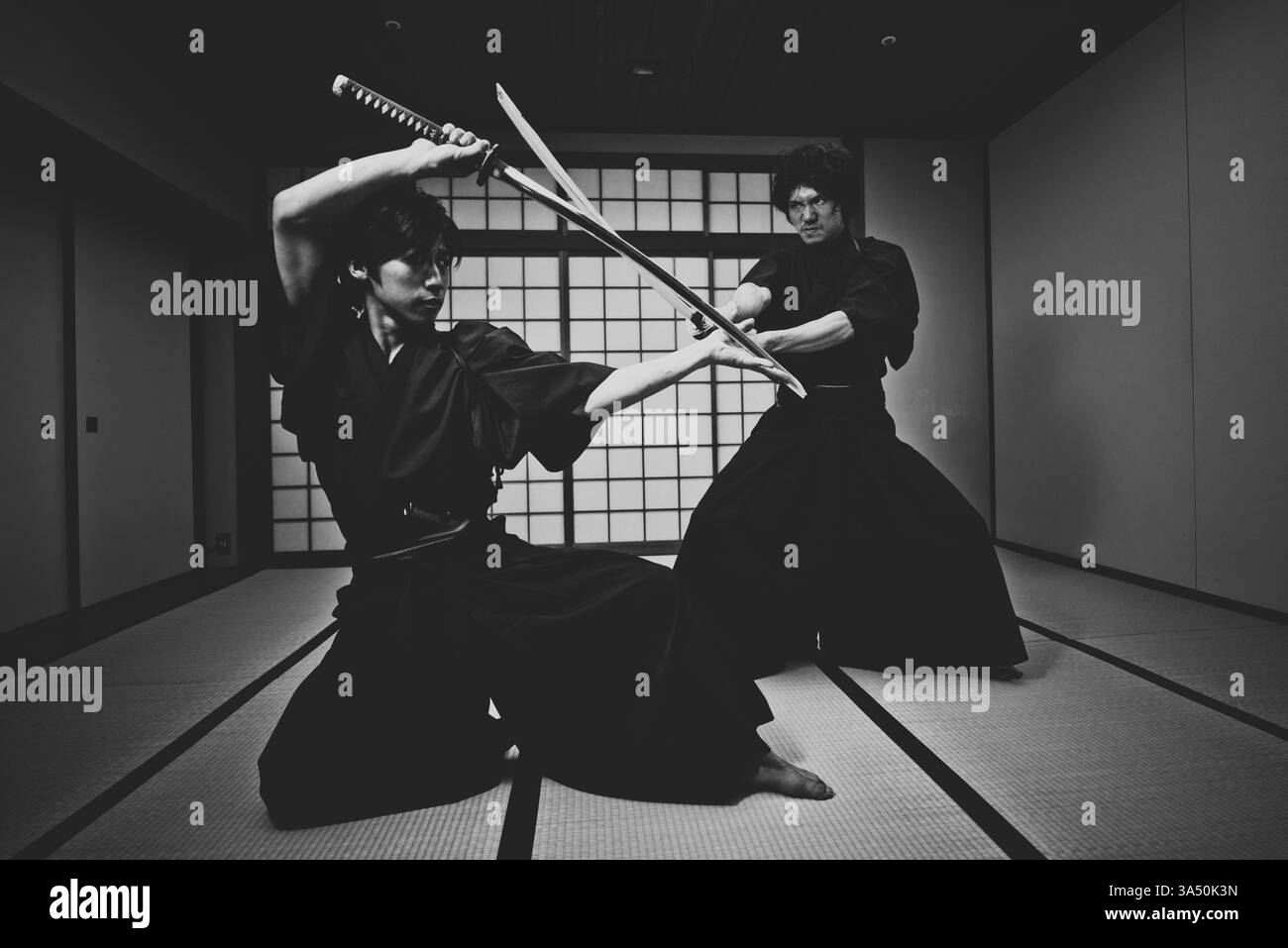 Samurai training in traditional Black and White Stock Photos & Images ...