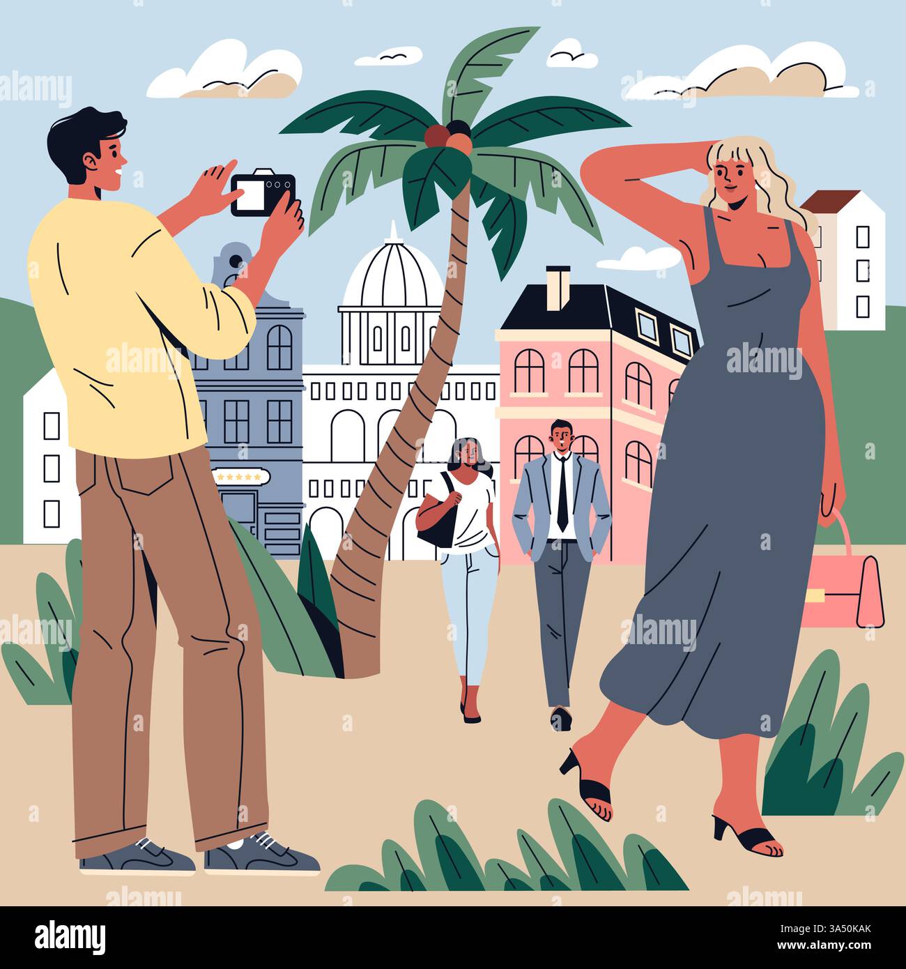 Female tourist exploring local Stock Vector Images - Alamy