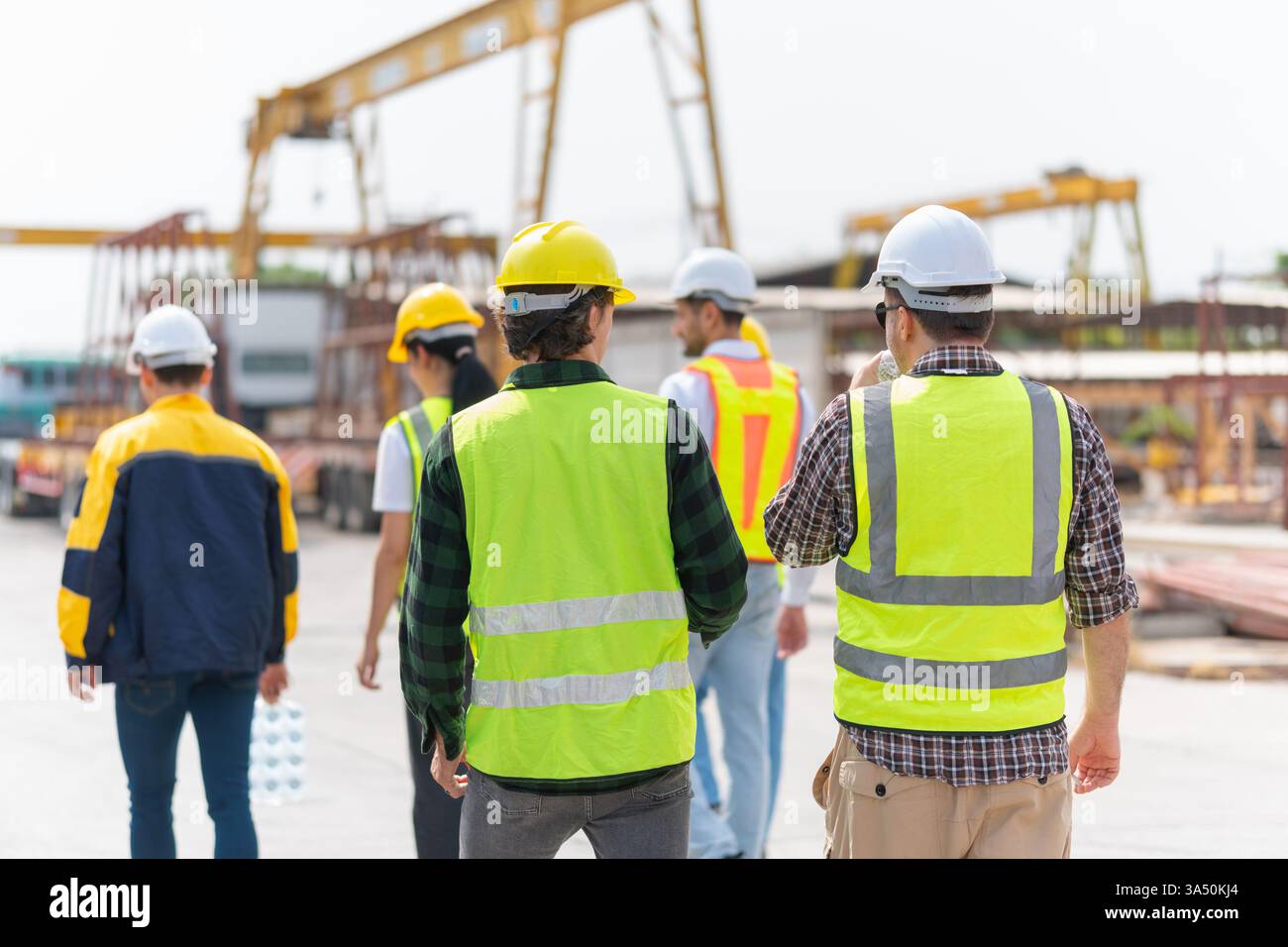 Engineer and foreman worker team inspect the construction site, Site ...