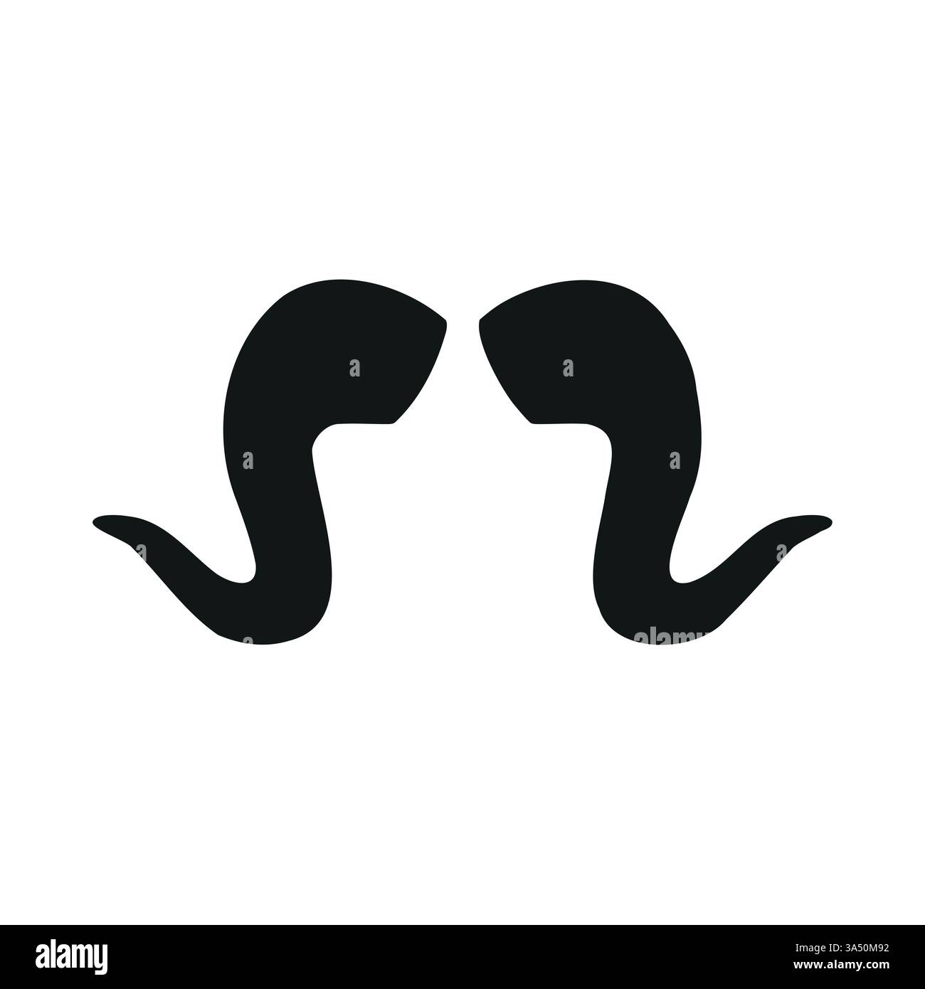 Vector hand drawn goat horns silhouette isolated on white background ...