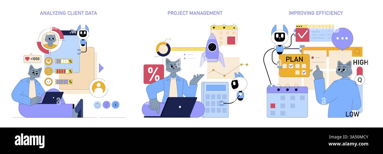 Business Processes illustration. This artwork highlights the analysis ...