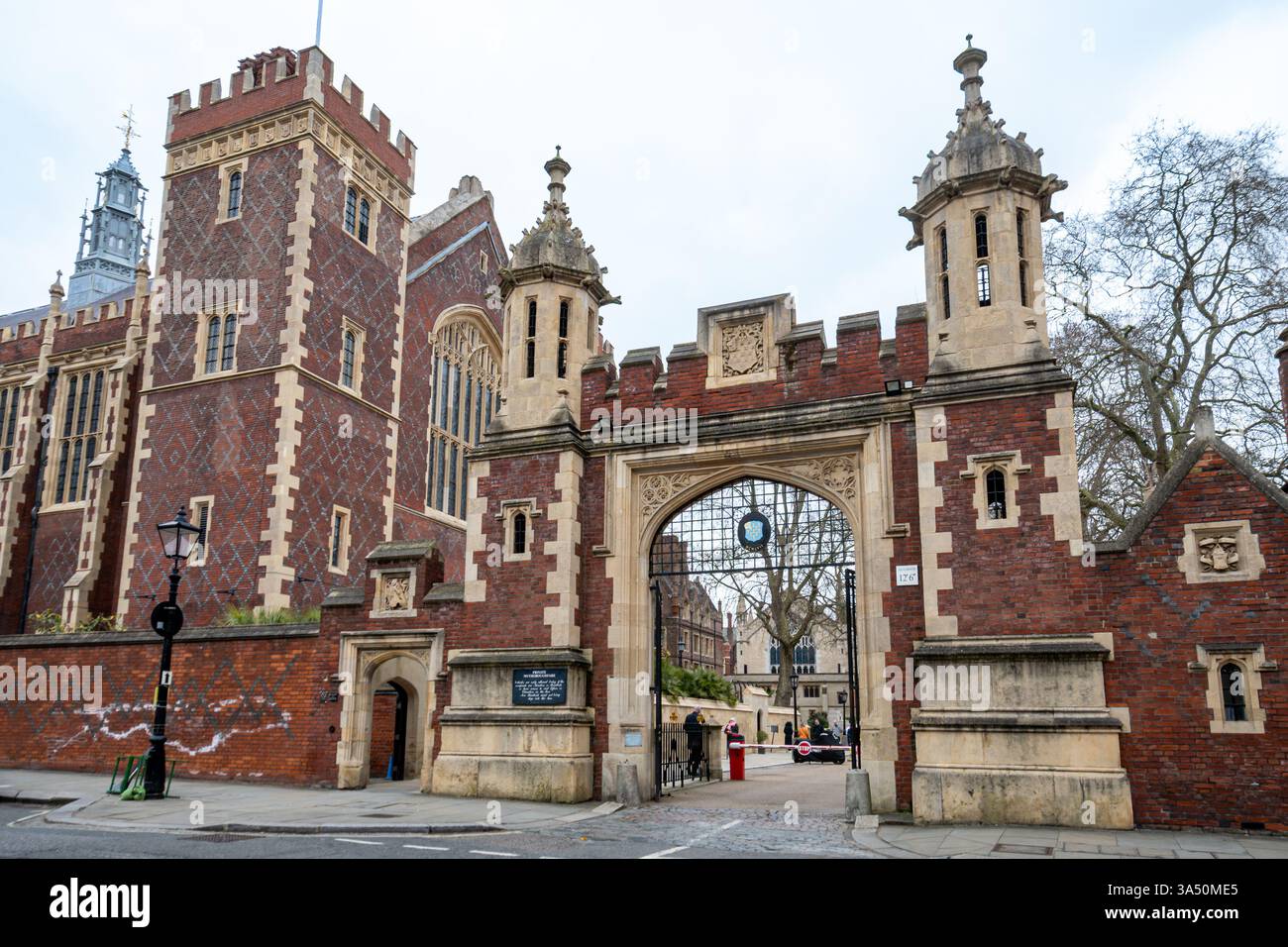 Entrance gate into Lincoln's Inn, one of the four Inns of Court, London ...