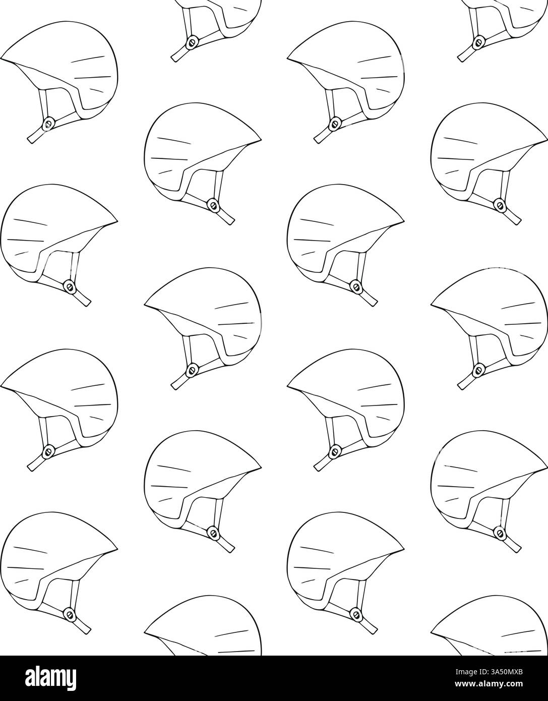 Vector seamless pattern of hand drawn sketch doodle outline helmet ...