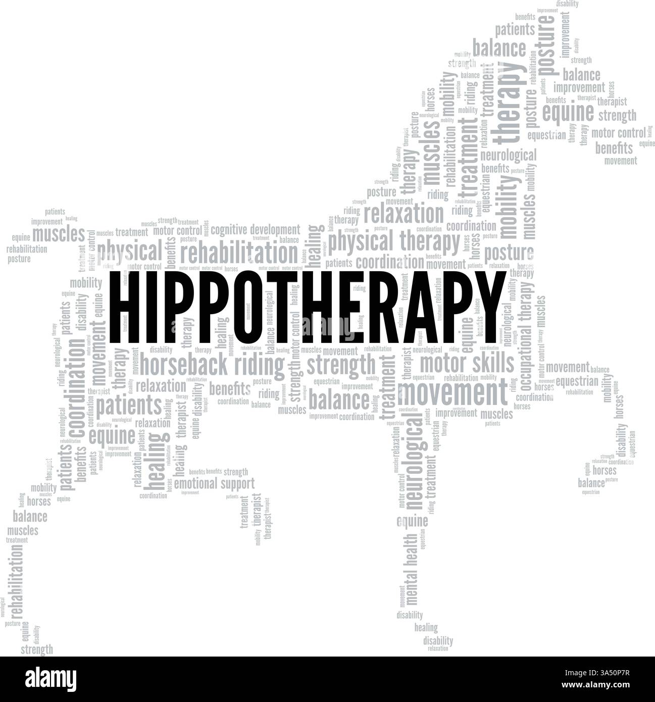 Hippotherapy word cloud conceptual design isolated on white background ...