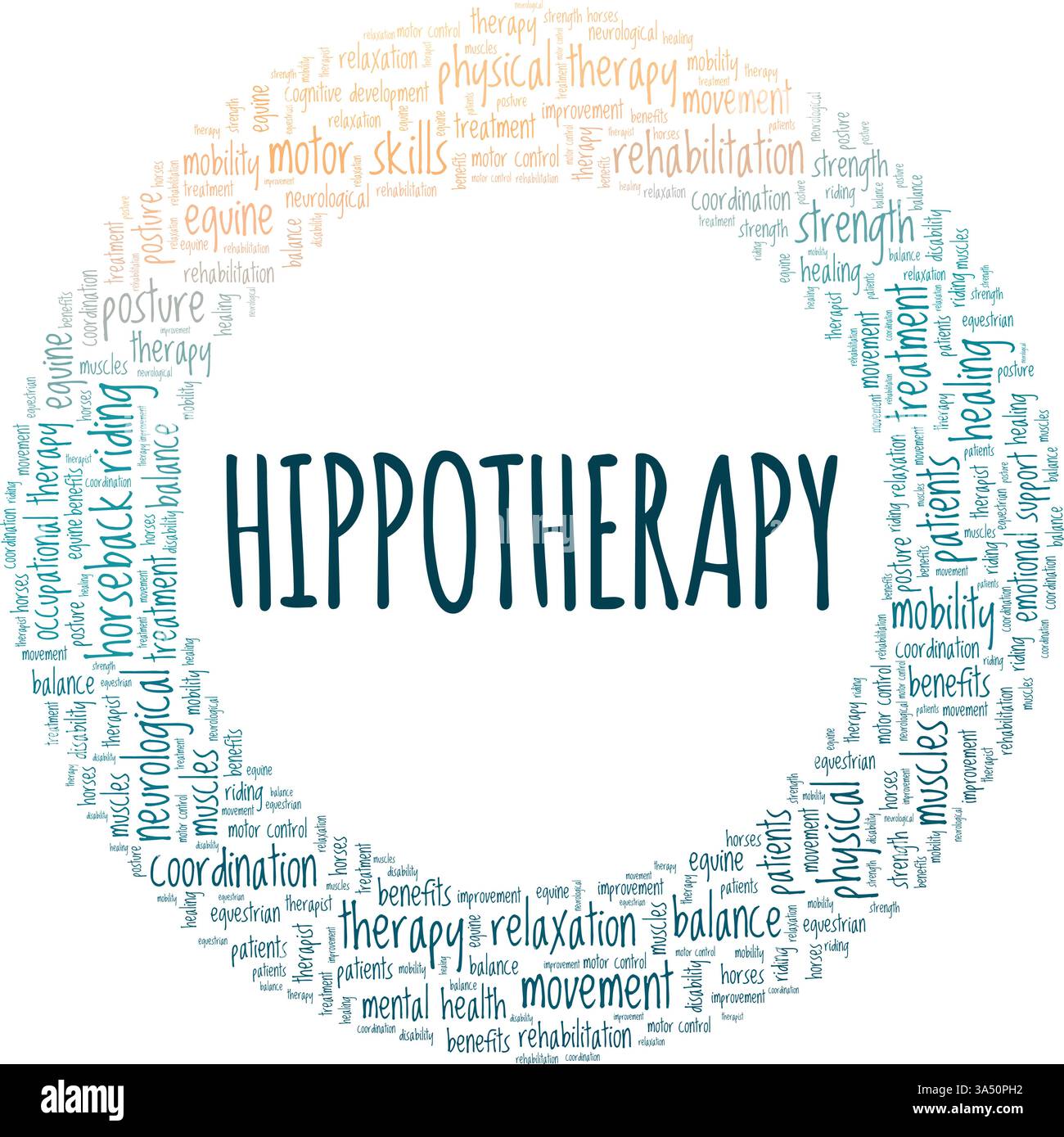 Hippotherapy word cloud conceptual design isolated on white background ...