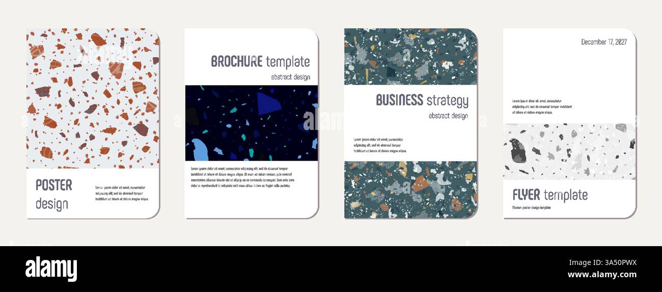 School notebook cover design. Terrazzo abstract background made of ...