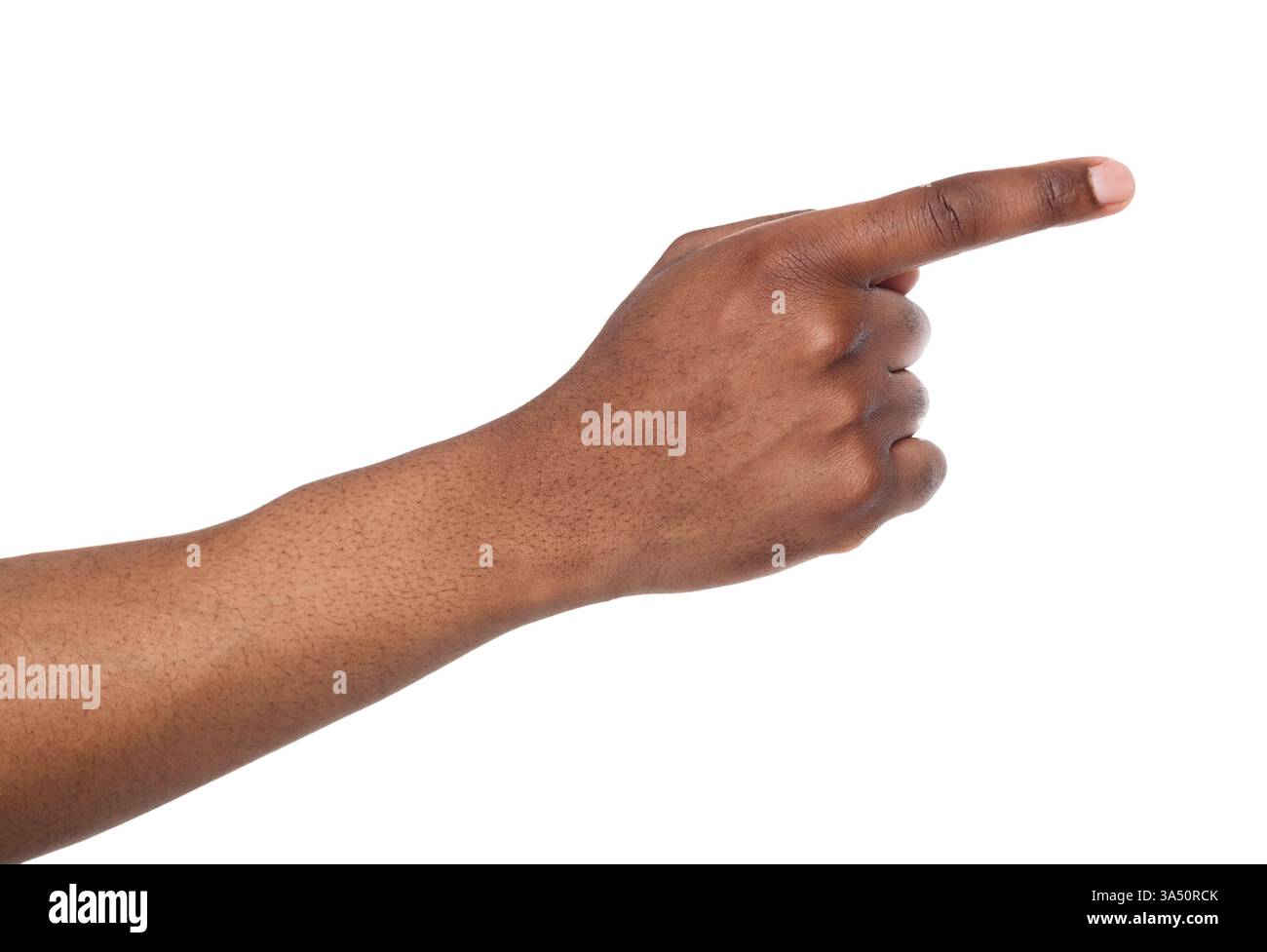 Black male hand point finger. Hand gestures - man pointing on virtual ...