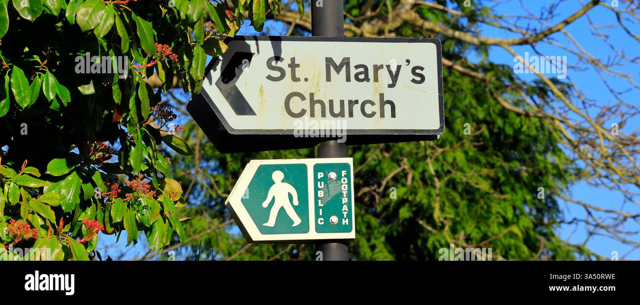 Sign directing to St Mary's Church, Saltford, near Bristol, England ...