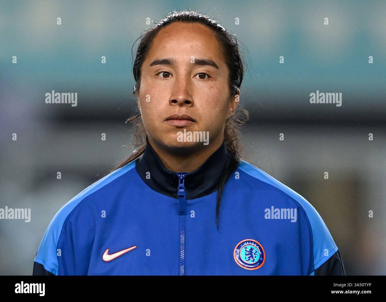 Manchester, England, 19th March 2025. Mayra Ramirez of Chelsea lines up ...