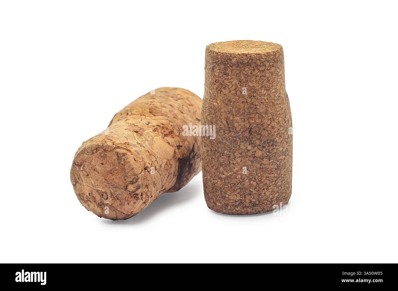 Natural cork bottle closures in upright and horizontal positions Stock ...