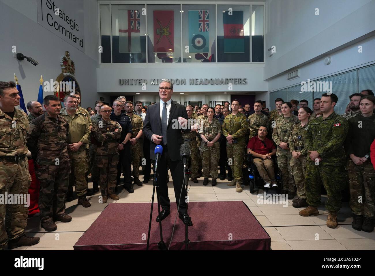 Prime Minister Sir Keir Starmer speaking during a visit to a military ...