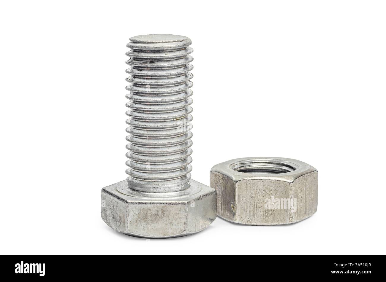 Steel screw with nut beside it on white background, isolated Stock ...