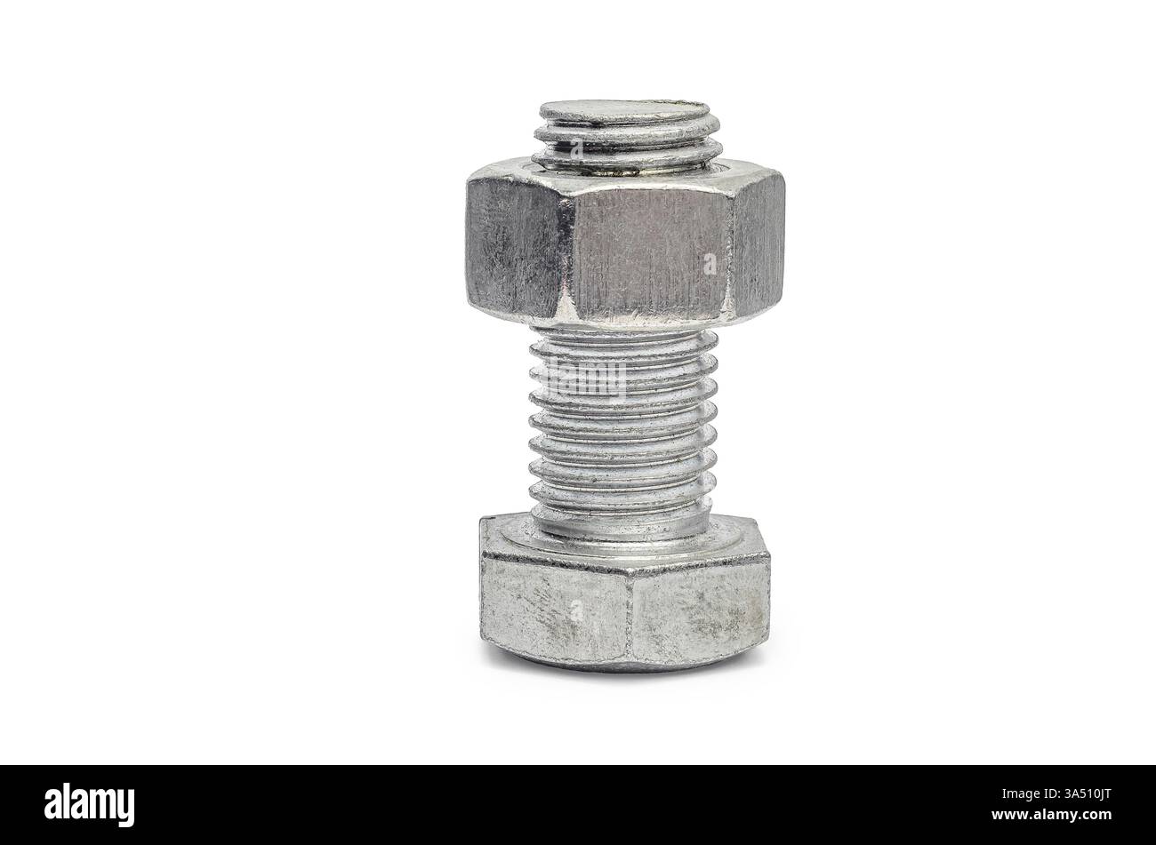 Metal screw with nut screwed on. White background Stock Photo - Alamy
