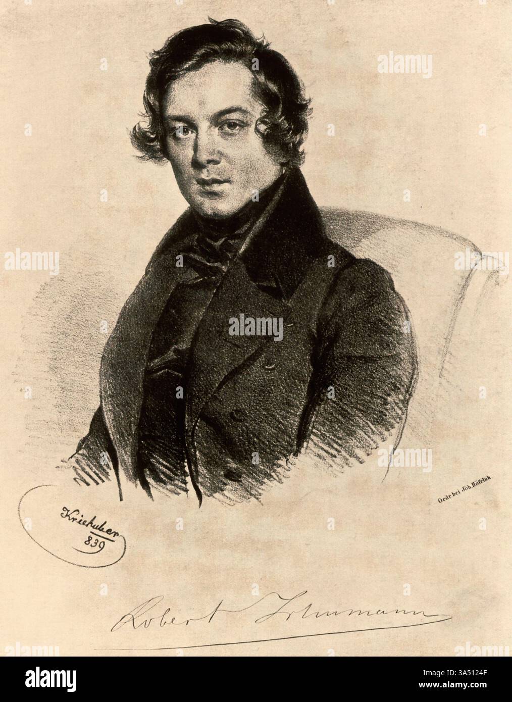 Portrait of Robert Schumann (1810-1856) German Romantic composer Stock ...