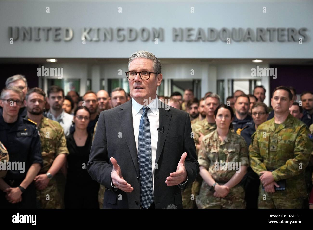 Prime Minister Sir Keir Starmer speaking during a visit to a military ...