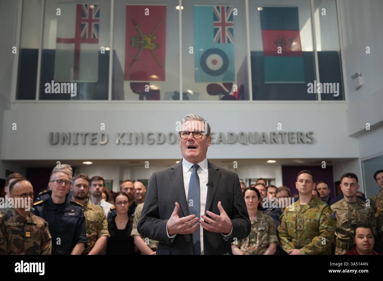 Prime Minister Sir Keir Starmer speaking during a visit to a military ...