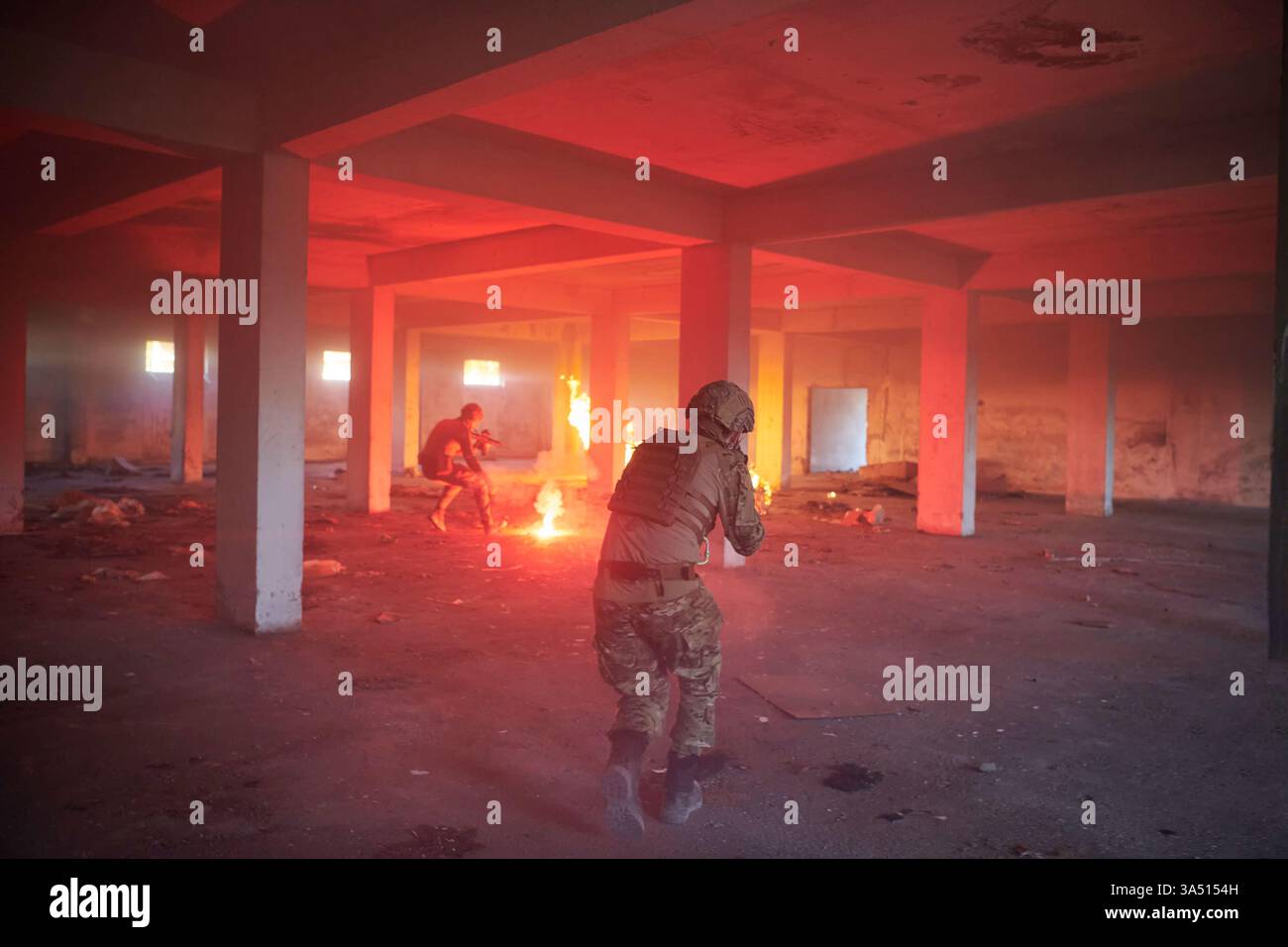 special forces soldiers team in urban environment making tactical ...