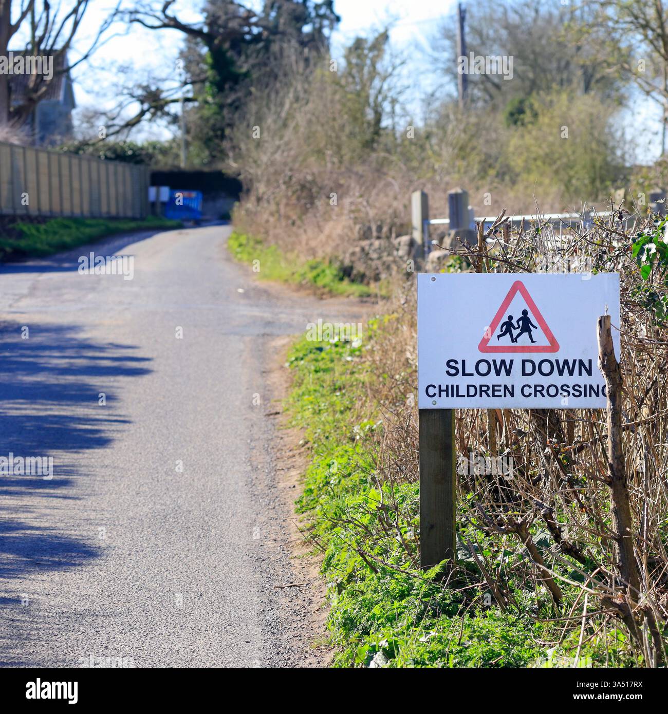 Slow Down Children Crossing sign on a country road. Taken March 2025 ...