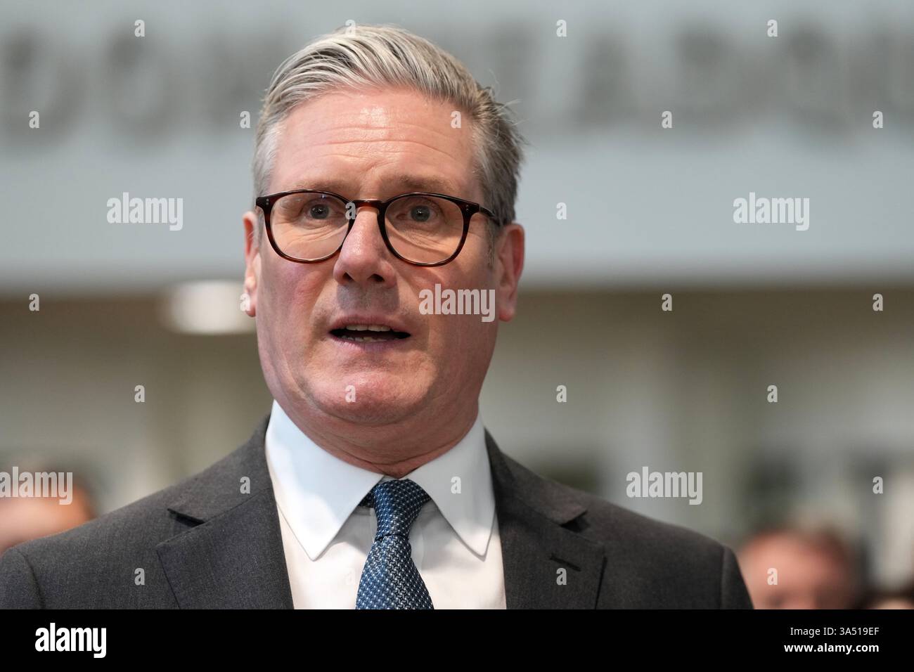Prime Minister Sir Keir Starmer speaking during a visit to a military ...