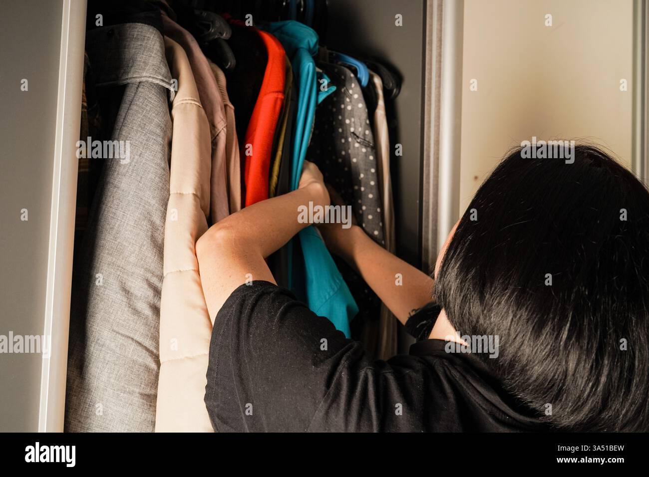 A serene moment of choice and reflection. Wearing comfortable black ...