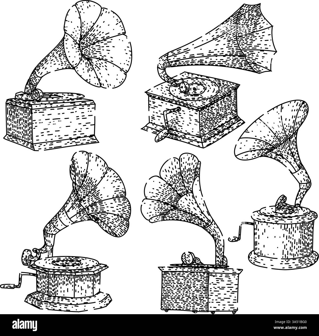 gramophone set sketch hand drawn vector Stock Vector Image & Art - Alamy